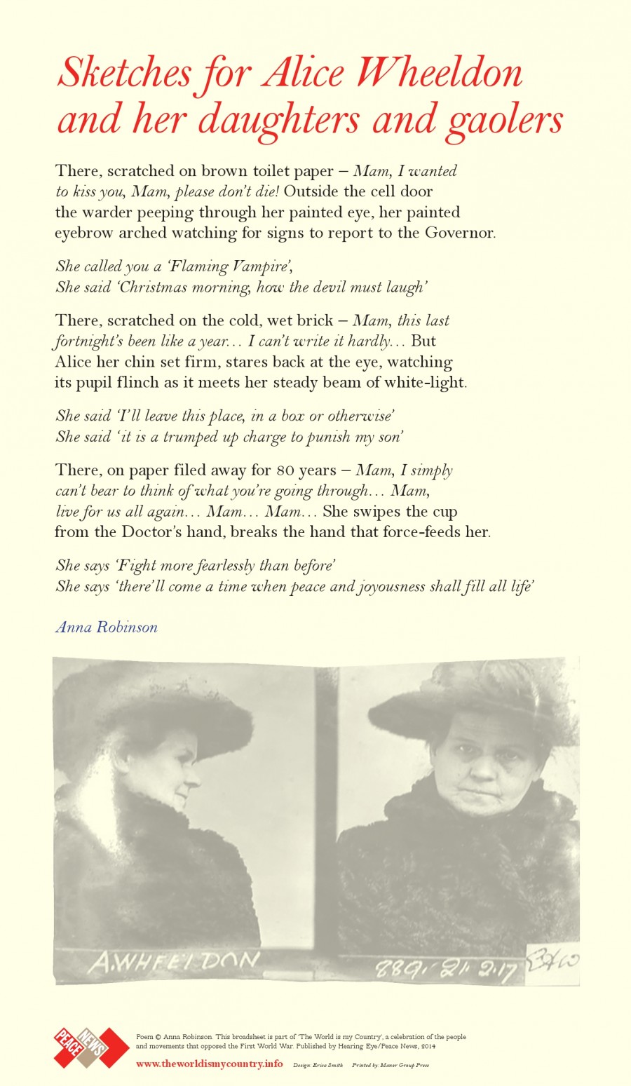 Poem #1: Sketches for Alice Wheeldon and her daughters and gaolers ...